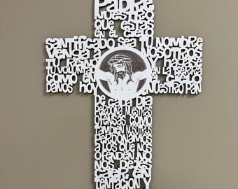 Cruz padre nuestro, corte láser archivo, vectores corte cnc, cruz 3 ...