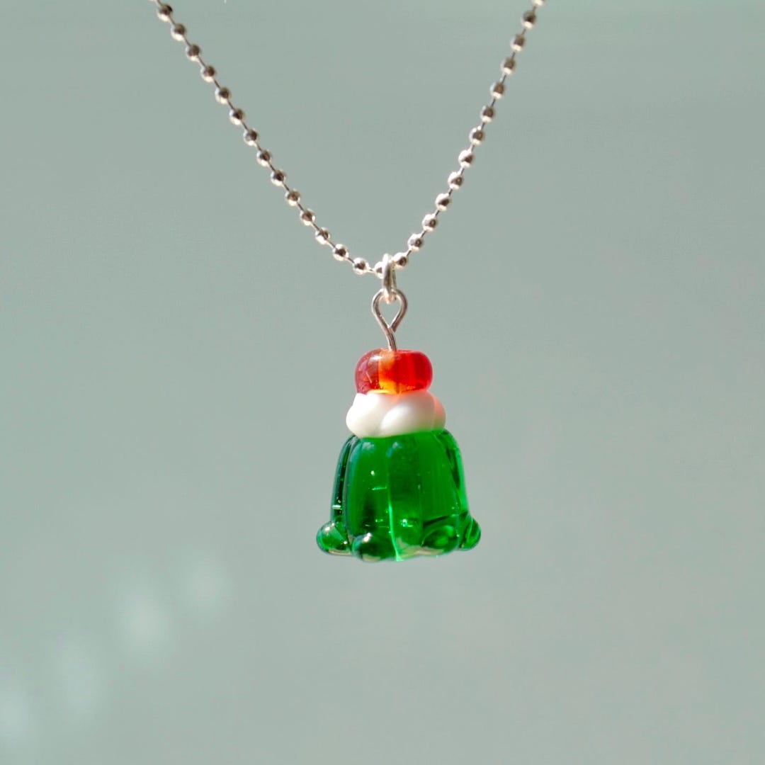 Melon Jello Pendant Necklace, Lampwork Glass Necklace, Handmade Glass ...
