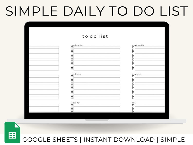 Simple Daily to Do List Digital Planner Template Daily Check-list ...