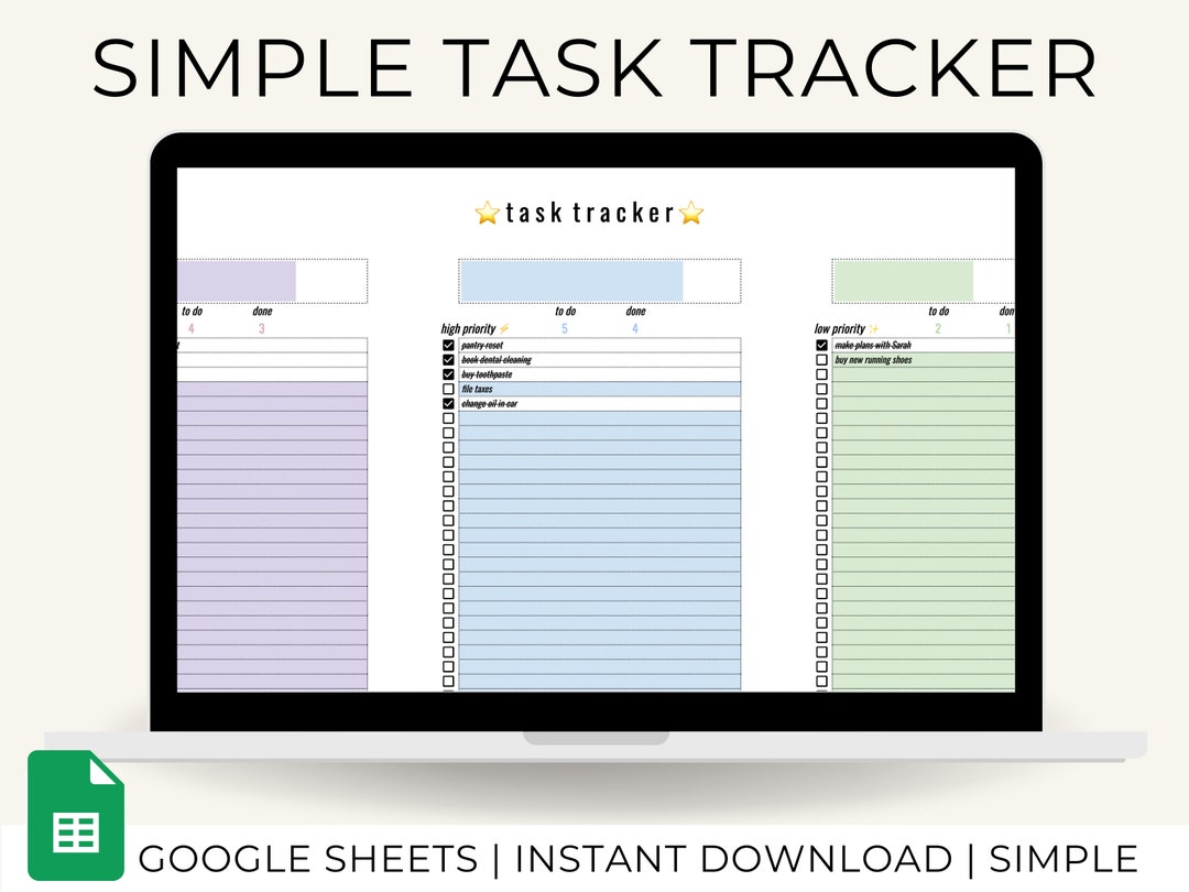 Simple Habit Tracker Spreadsheet Google Sheets Template for Daily Task ...