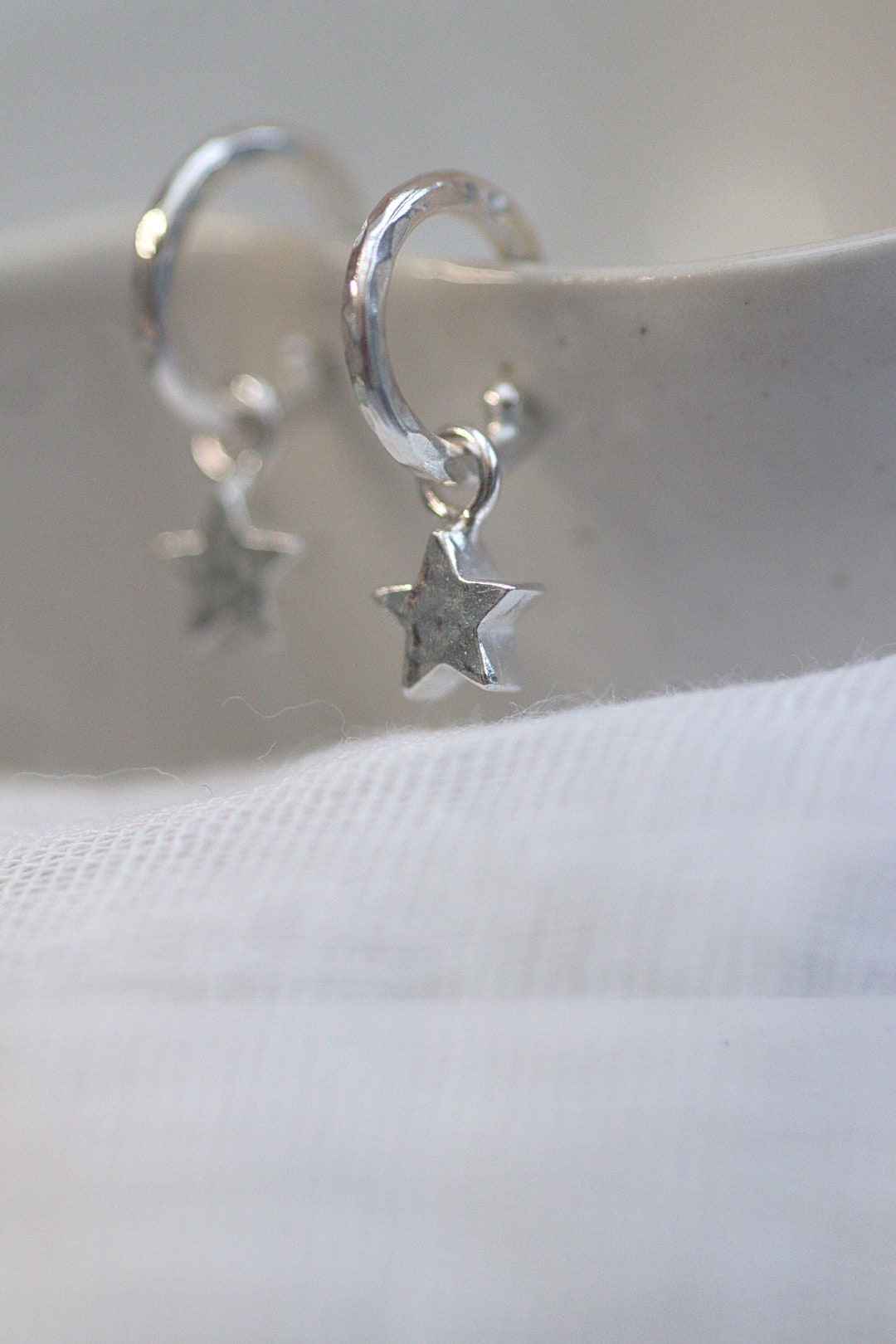 Silver Star Hoops, Star Huggies, Small Hoops With Removable Dangly ...