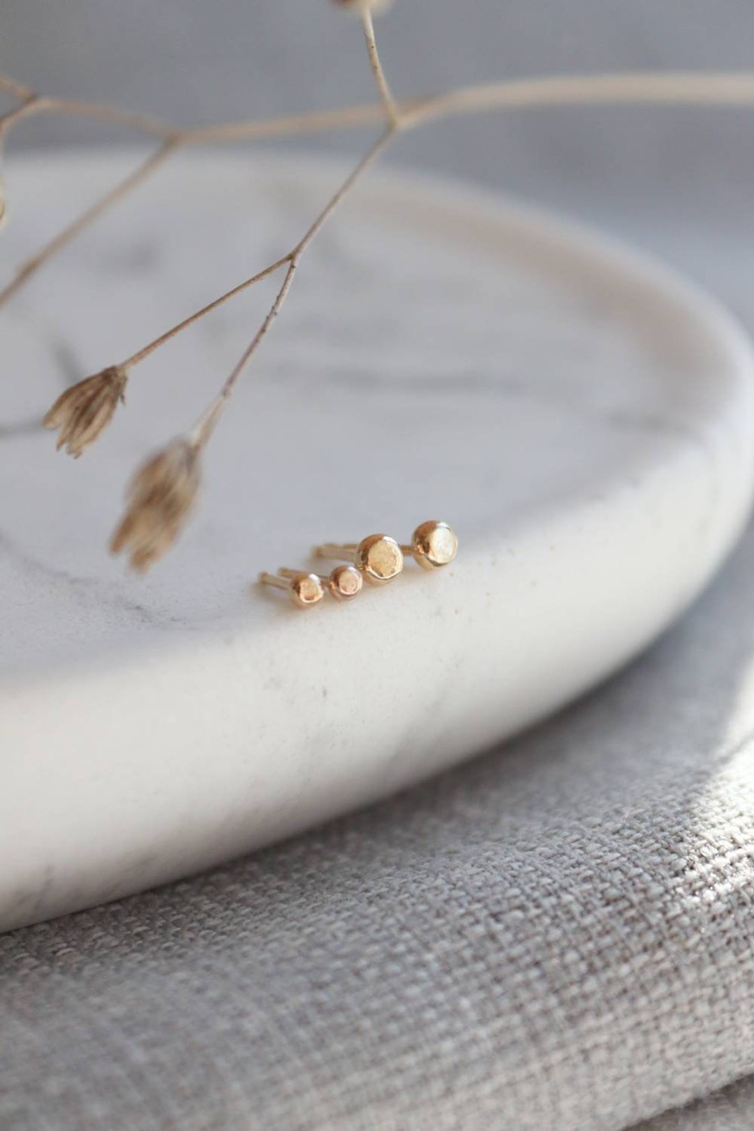 9ct Gold Studs, Solid 9ct Tiny Dot Earrings, Second Piercing Studs - Etsy