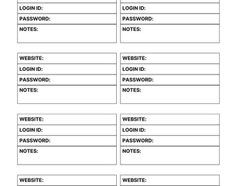 PDF Password Tracker Editable tablet/printable - Etsy