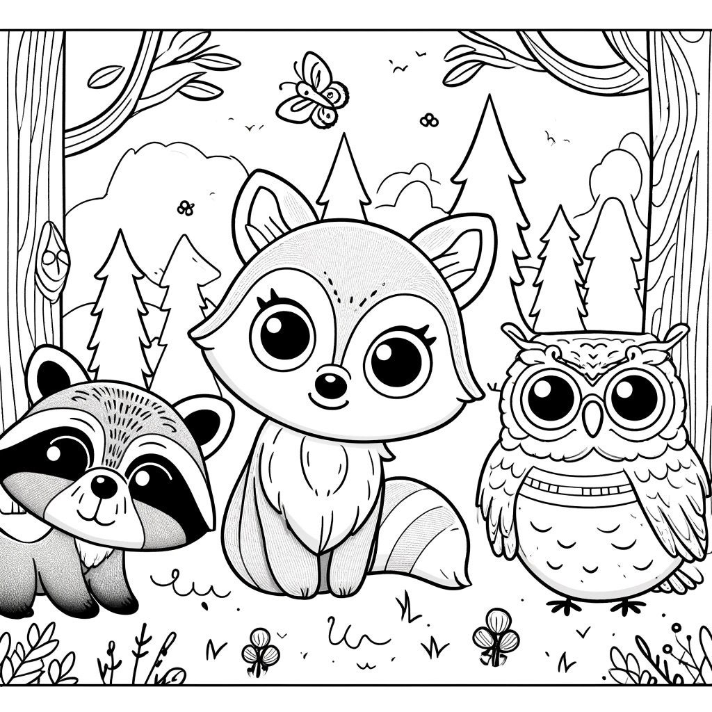 Forest Animal Colouring Page - Etsy