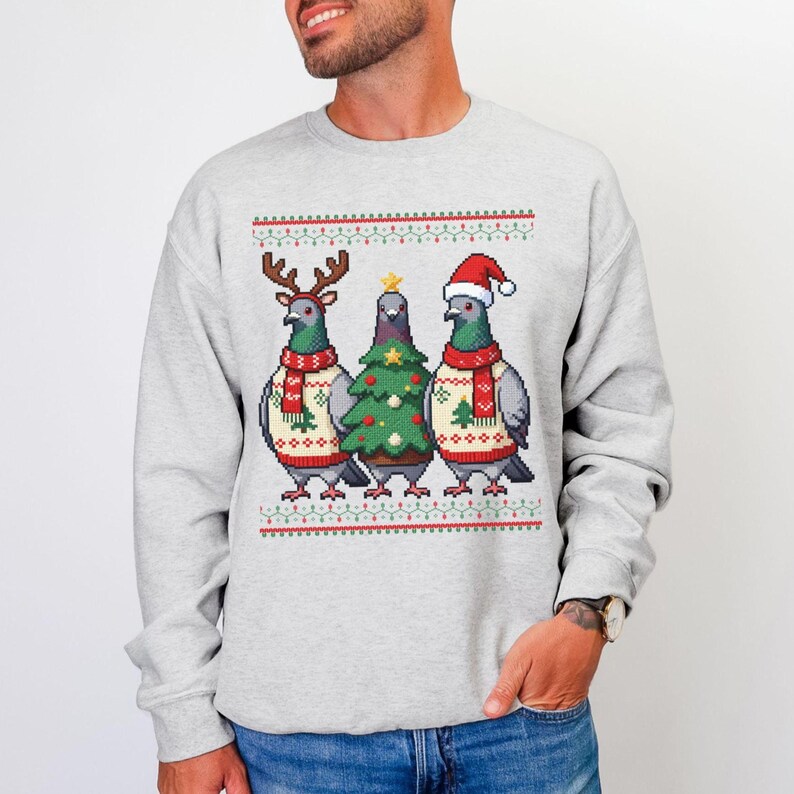 Pigeon Christmas Shirt, Funny Bird Nerd Gift, Bird Lover Sweater, Ugly ...