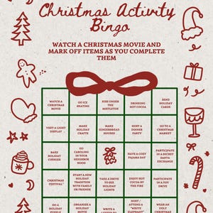 Christmas Movie Bingo Game: 5x7 Holiday Party Activity (digital ...