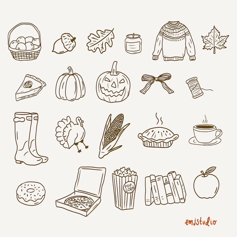 27+ Hand-drawn Fall Clipart Bundle SVG & PNG Autumn Fall Harvest ...