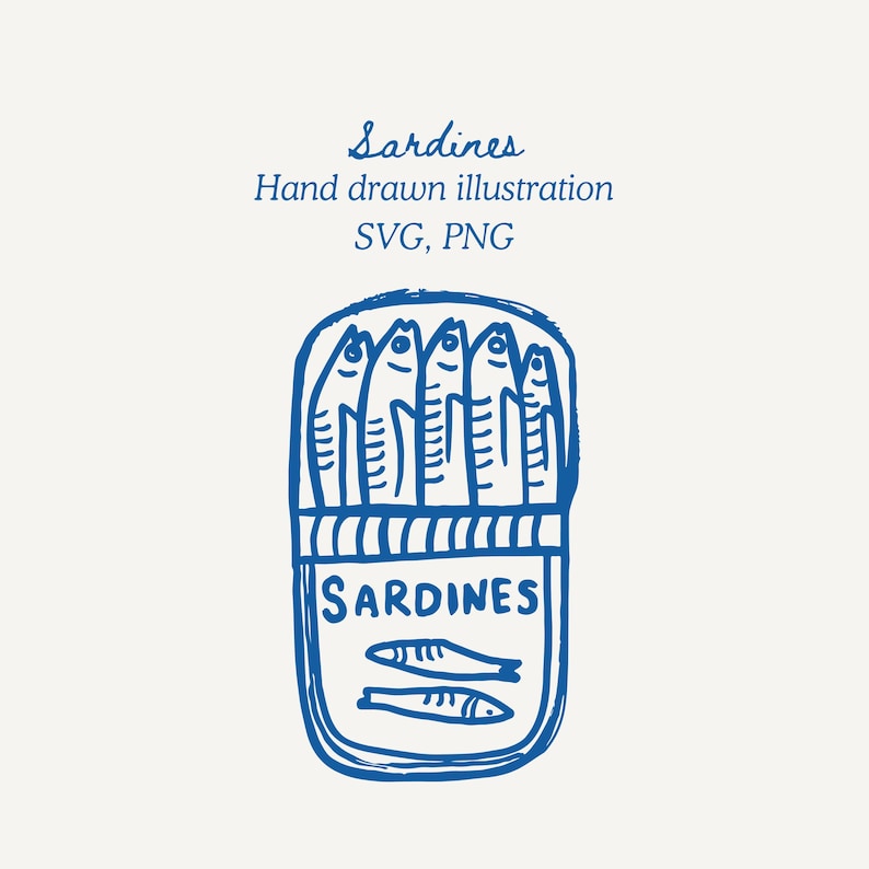 Sardine Lover Fisherman Aesthetic Hand Drawn Doodle SVG PNG - Etsy