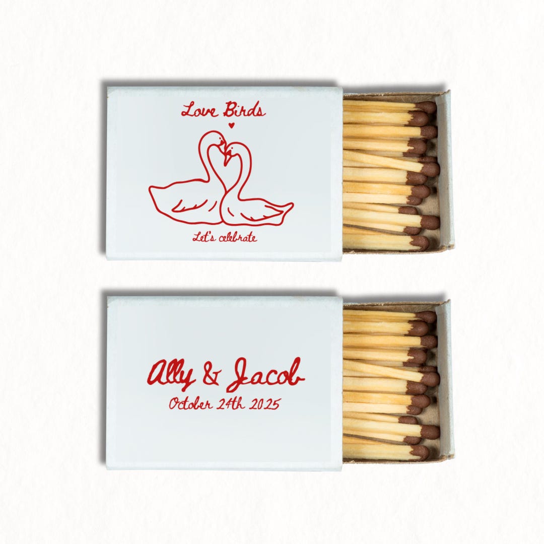 Love Birds Doodle Matchbox Template Design Wedding Matches Matchbox ...