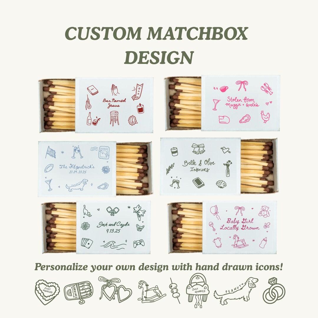 Custom Matchbox Design for Wedding Bridesmaid Gift Personalized Matches ...