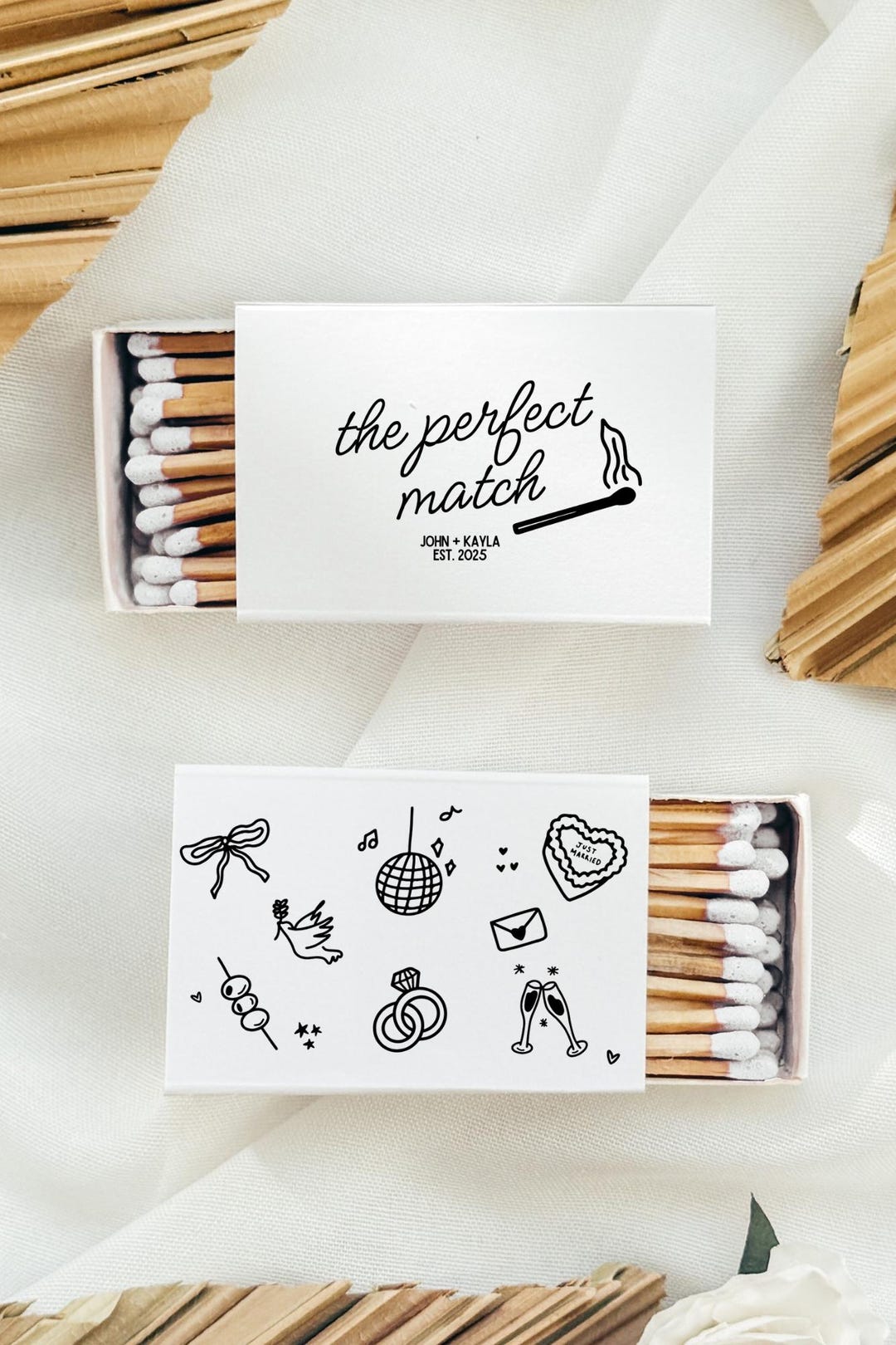 The Perfect Match Doodle Matchbox Template Design Wedding Matches ...