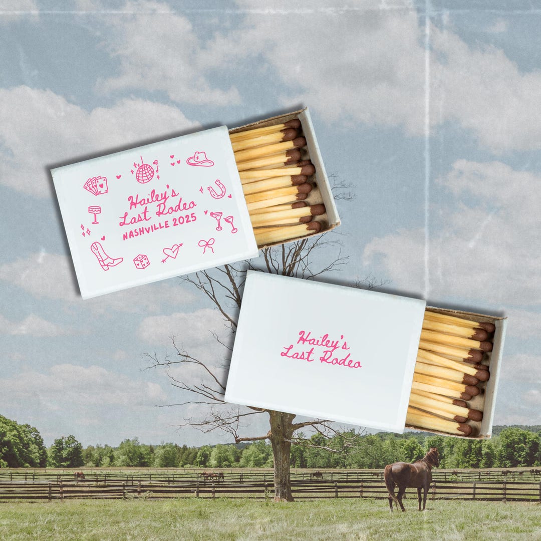 Last Rodeo Matchbox Template Design Cowgirl Bachelorette Themed Matches ...