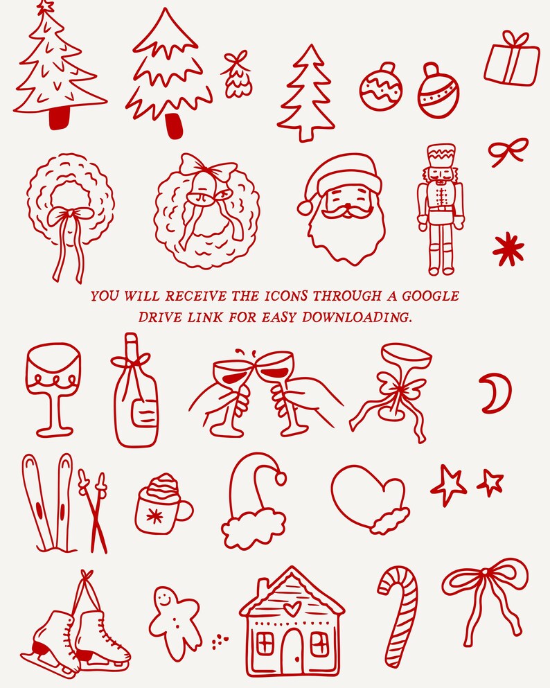 Hand-drawn Christmas Clipart Bundle: Holiday Doodles (SVG & PNG) - Etsy