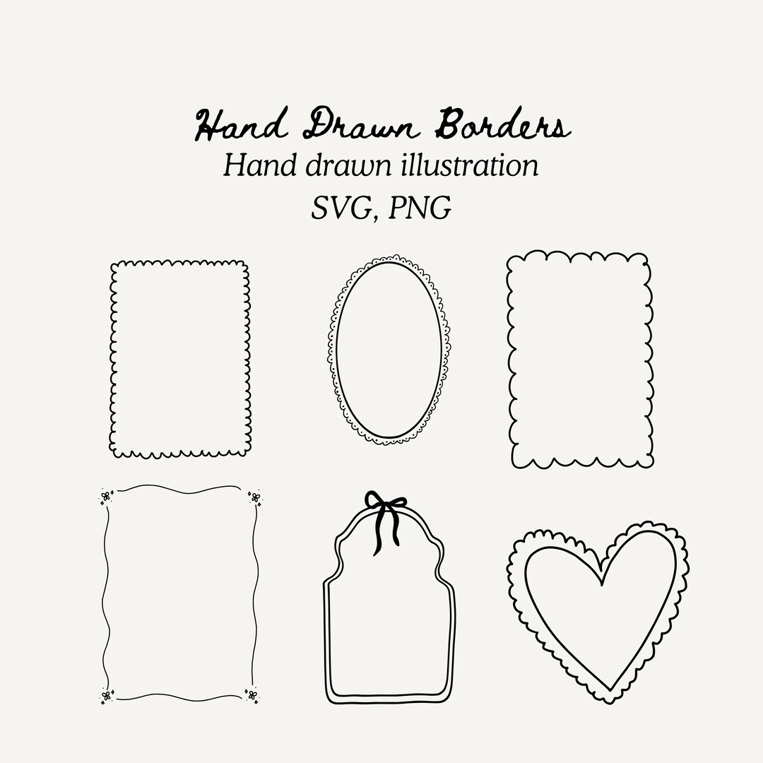 Whimsical Doodle Hand Drawn Border Clipart Hand Drawn Wedding ...