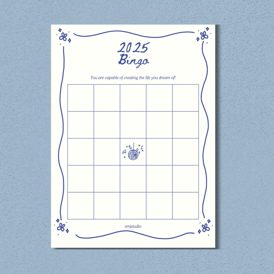 2025 Bingo Vision Board Card Printable Bingo Card Activity Bingo Cards ...