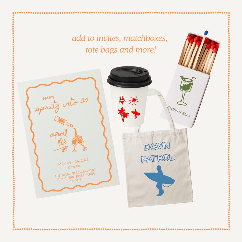 Spritz Into Summer Illustration Set - Whimsical Hand-drawn Beach ...