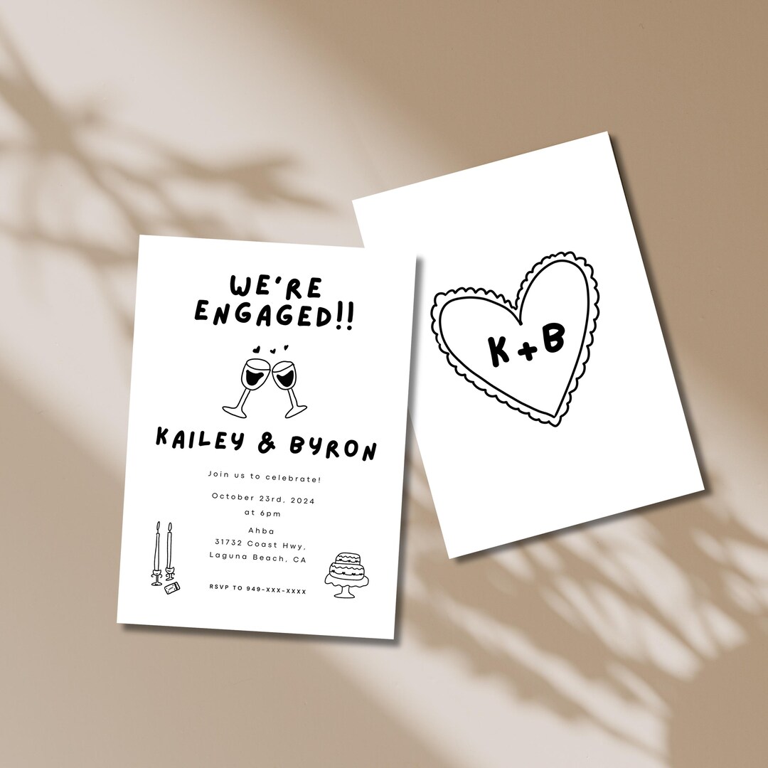 Engagement Announcement Invite Save the Date Template Canva Template ...