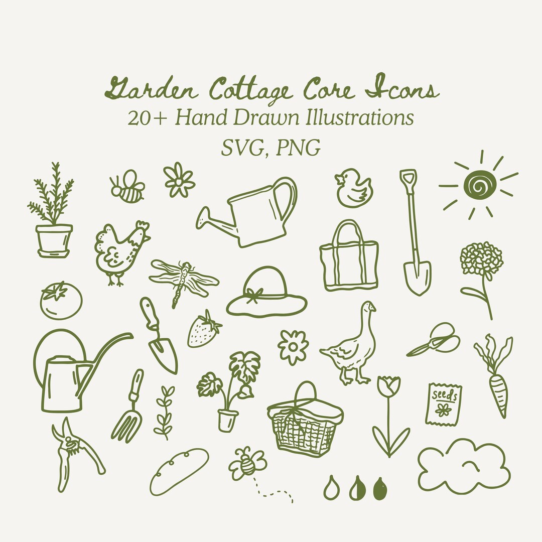 20+ Garden SVG PNG Icon Set Clip Art Gardening SVG Bundle Wildflower ...