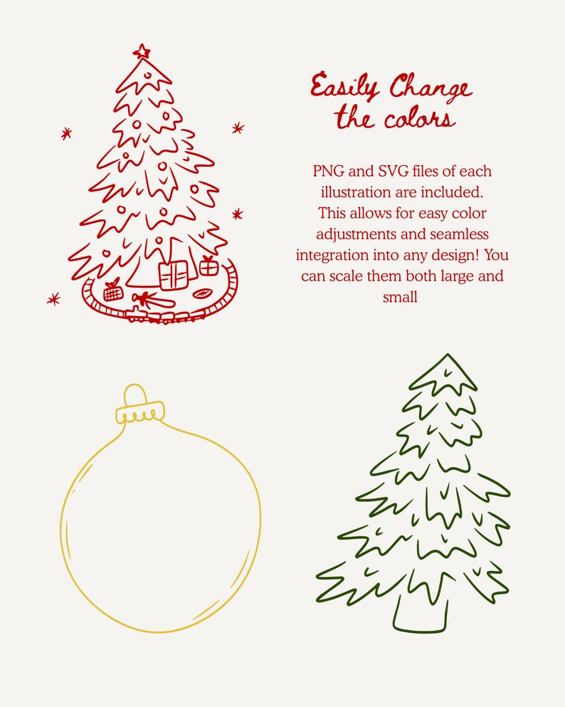 Hand-drawn Christmas Clipart Bundle: Holiday Doodles (SVG & PNG) - Etsy