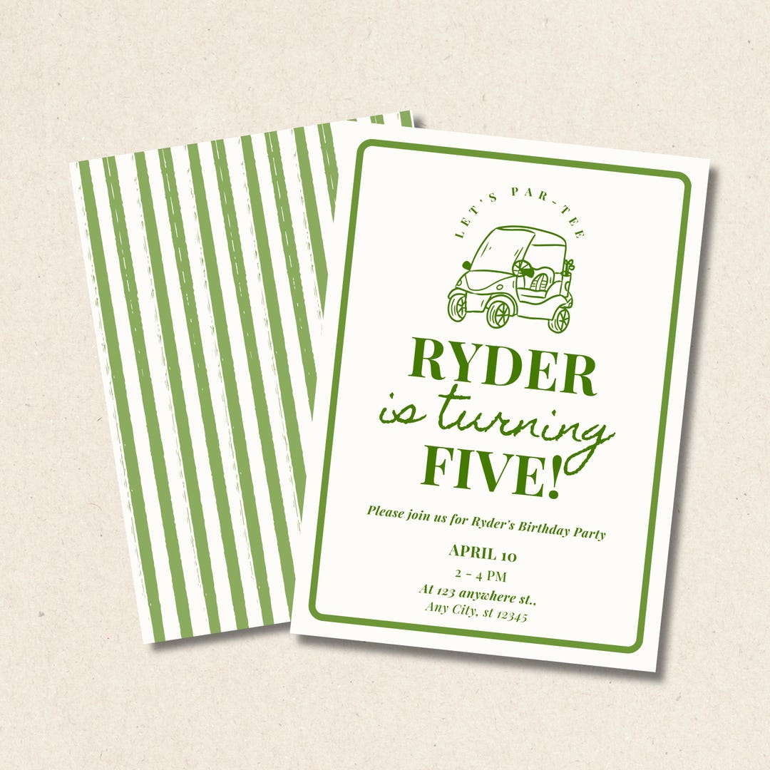 Editable Golf First Birthday Invitation, Golf Bachelor Trip, Golf Cart ...