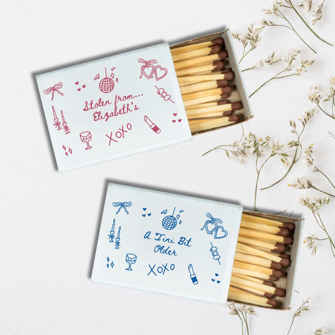 Hand-drawn Matchbox Template Customizable Matchbook Design for Weddings ...