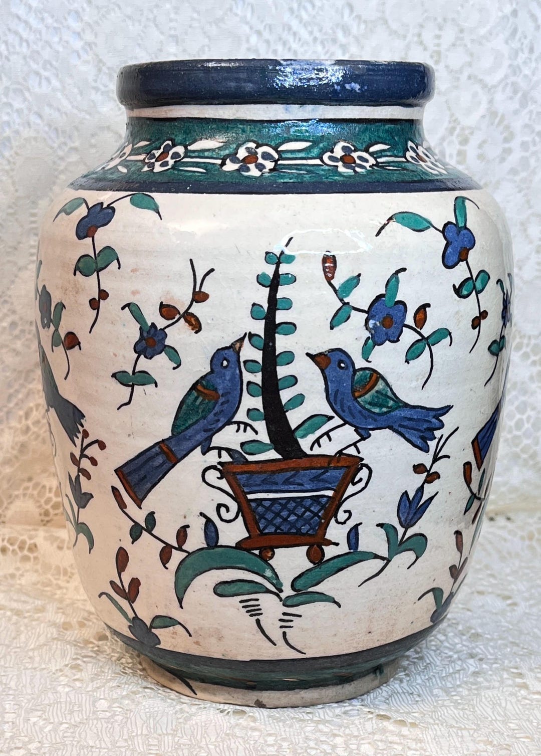 Antique Palestinian Pottery Iznik Vase by Balian Karakashian Jerusalem ...