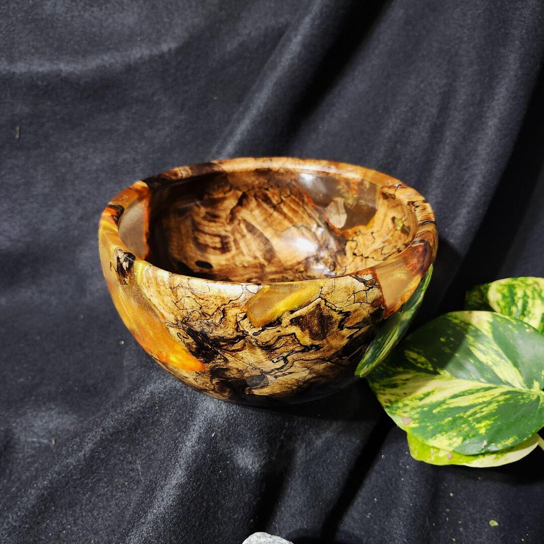 Knuckles - Hand Turned Spalted Maple Resin Hybrid Bowl - Etsy