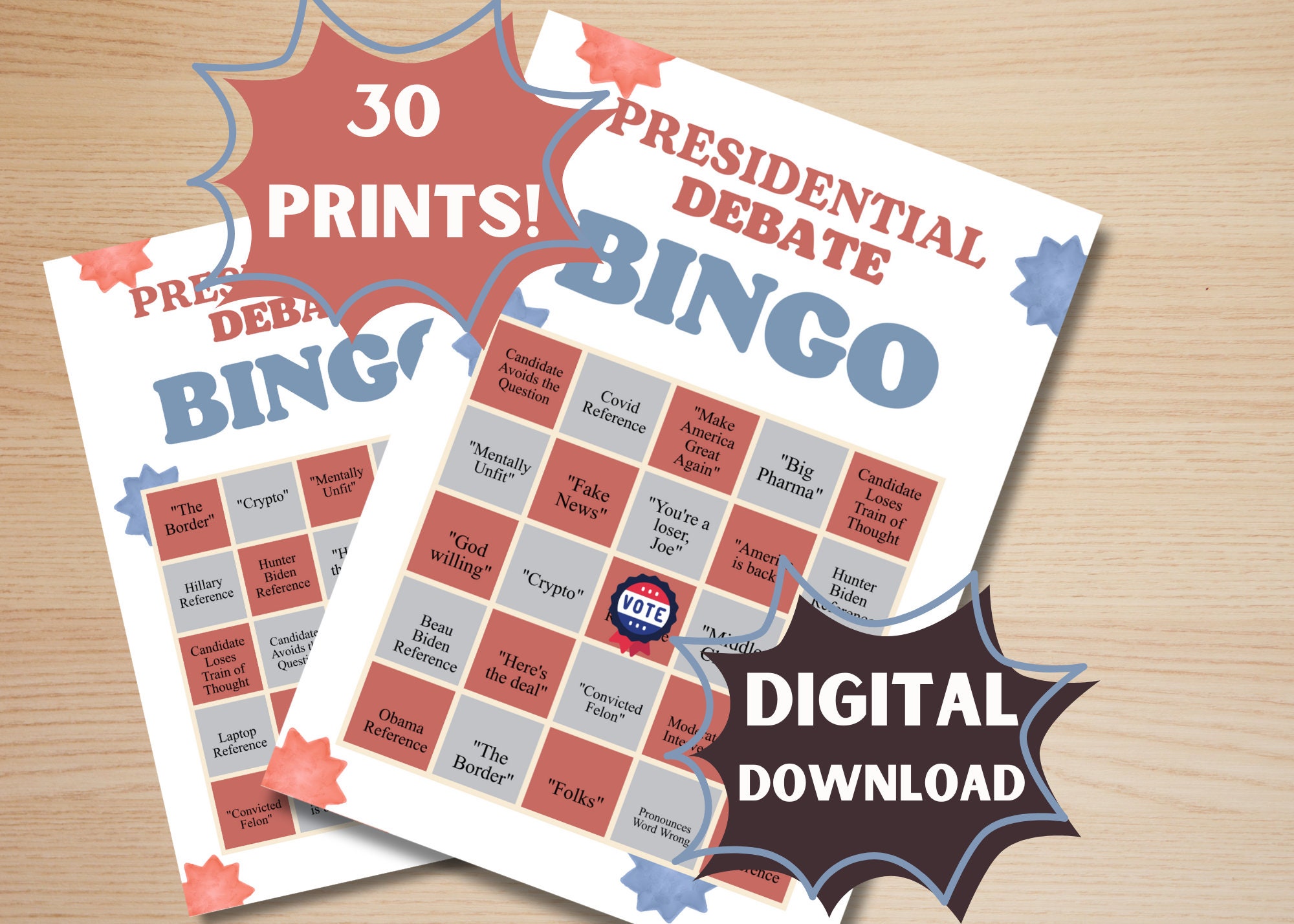Presidential Election Debate Bingo Card 2024, Trump Biden Debate Game ...