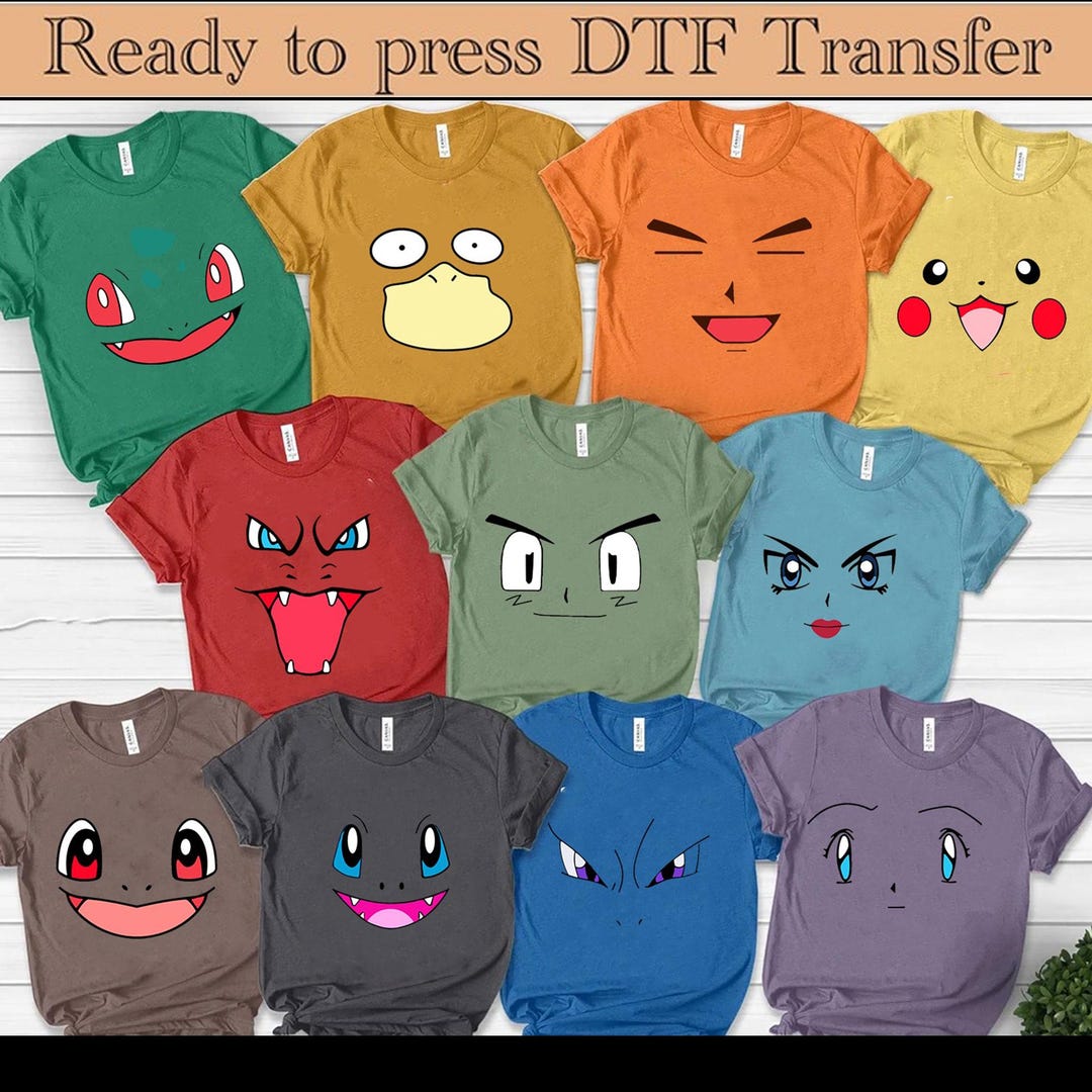 Poke-mon Face DTF Print: Custom Birthday Family Design - Etsy