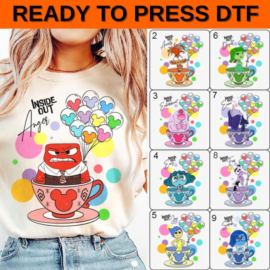 Inside Out Characters DTF Print - Anger, Joy, Disgust (ready to Press ...
