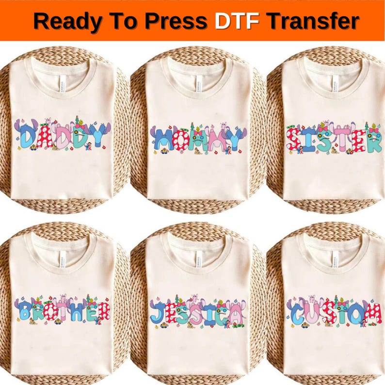 Custom Lilo and Stitch Family Matching DTF Transfer - Etsy
