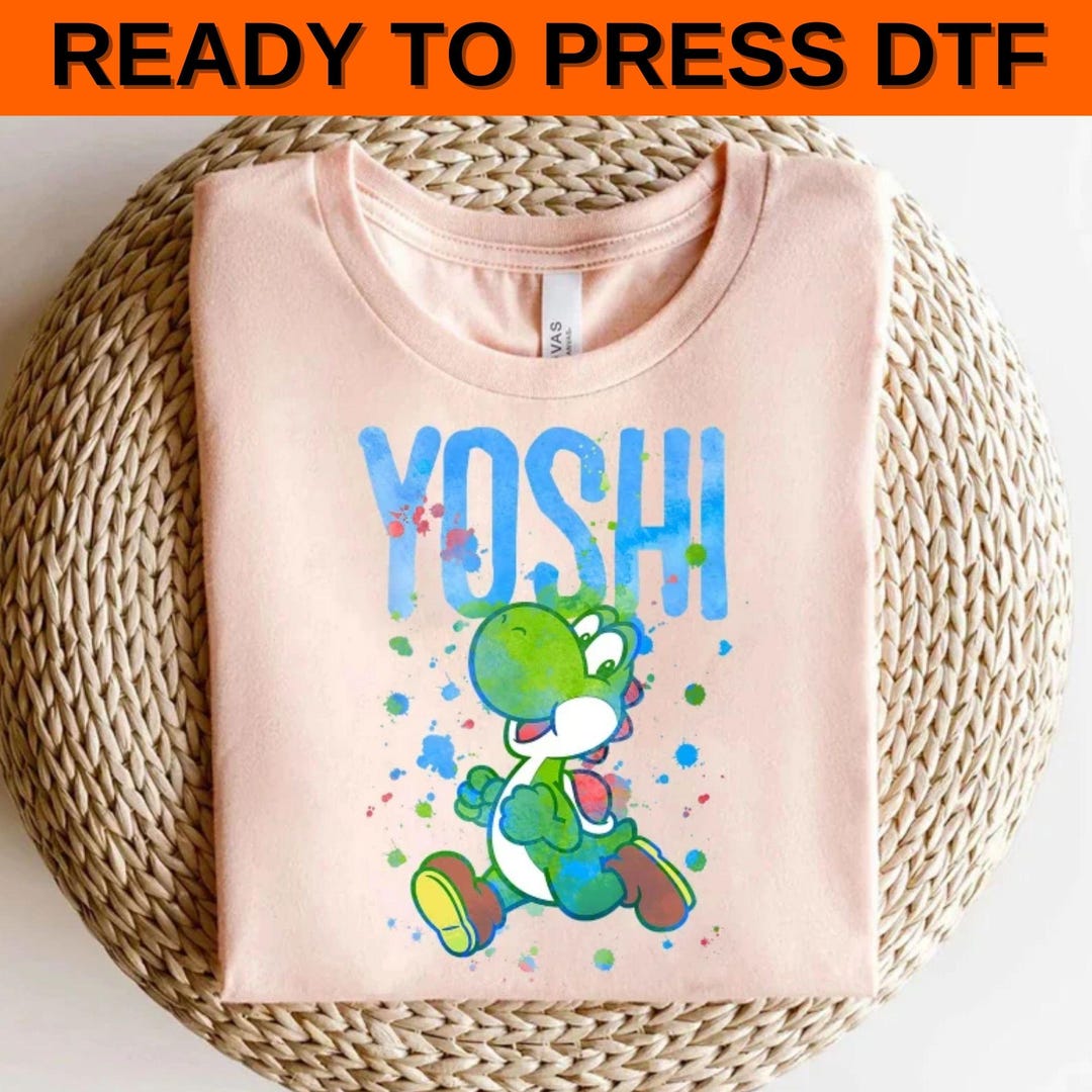 Yoshi Super Mario Character DTF Transfer, Yoshi Party Costume Dtf Print ...