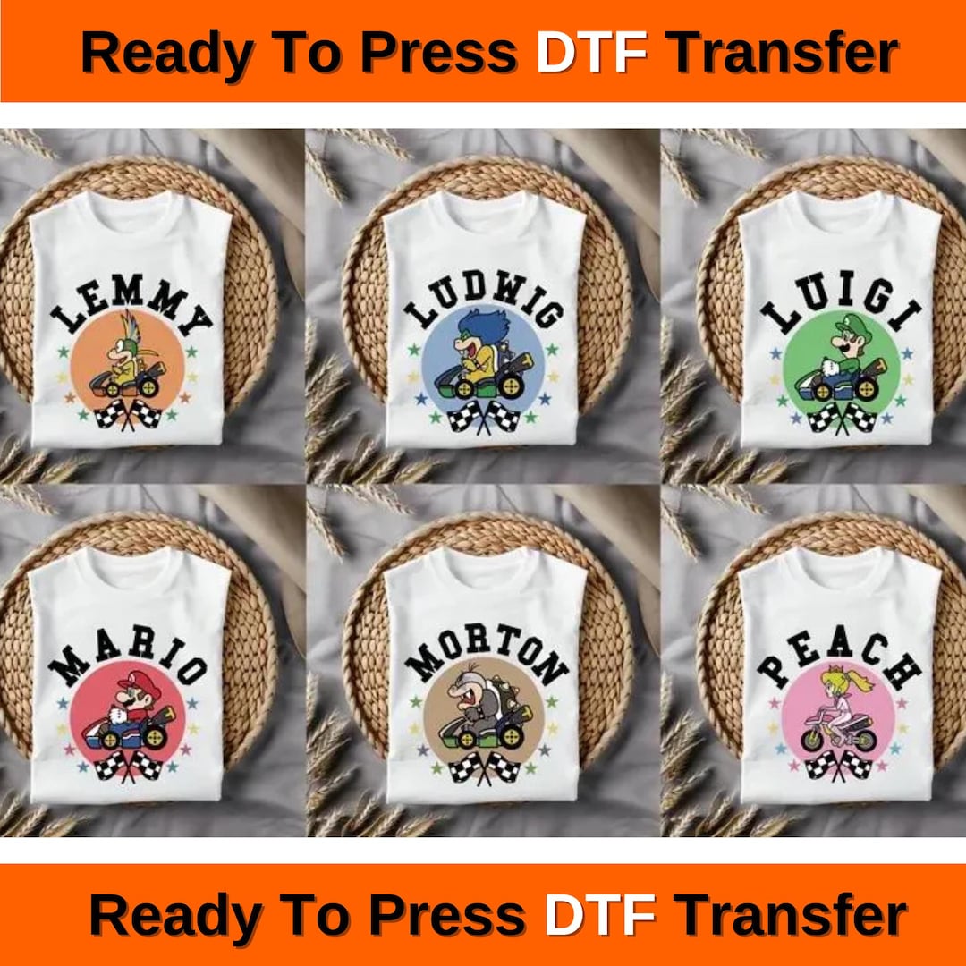 Super Mario Kart DTF Transfer: Gaming Party, Ready to Press Dtf, - Etsy