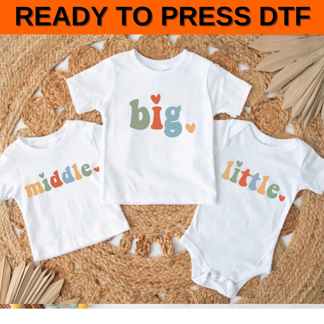 Family Big Middle Little Shirts Dtf - Baby Announcement T-shirt Dtf ...