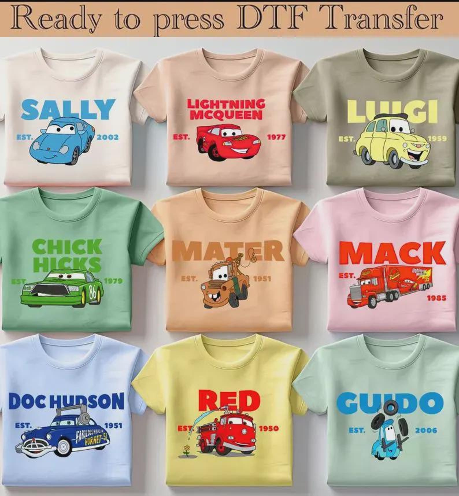 Disney Cars Est Dtf Transfer :cars Mcqueen X Sally Dtf, Disney Cars ...