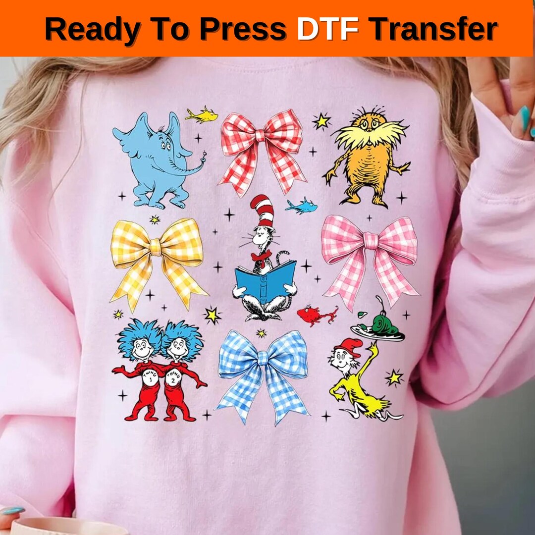 Dr. Seuss Day Dtf Print - One Fish Two Fish Red Fish Blue Dtf, 100 Days ...