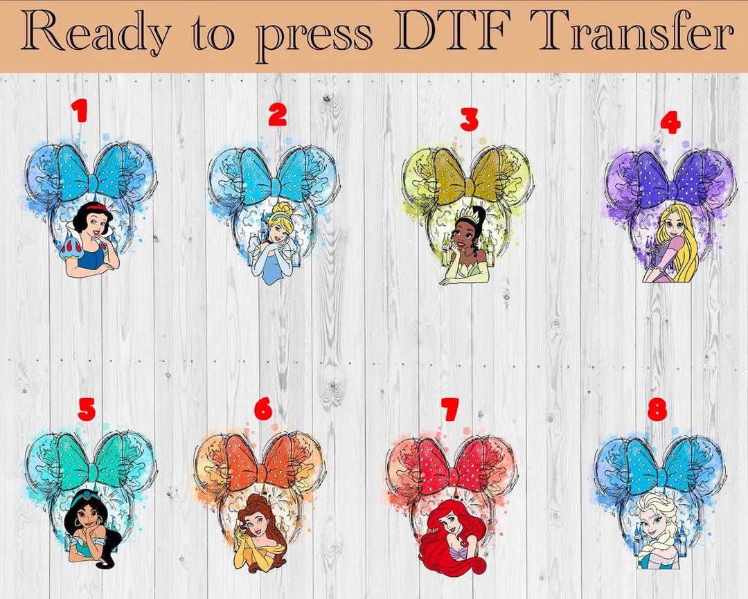 Disney Princess Ready to Press,disney Heat Transfer,rapunzel Dtf,moana ...
