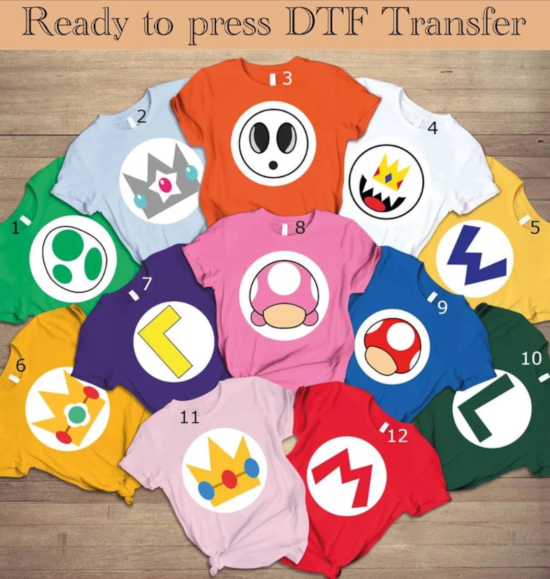 Super Mario Character DTF Transfer,mario Christmas Party Ready to Press ...