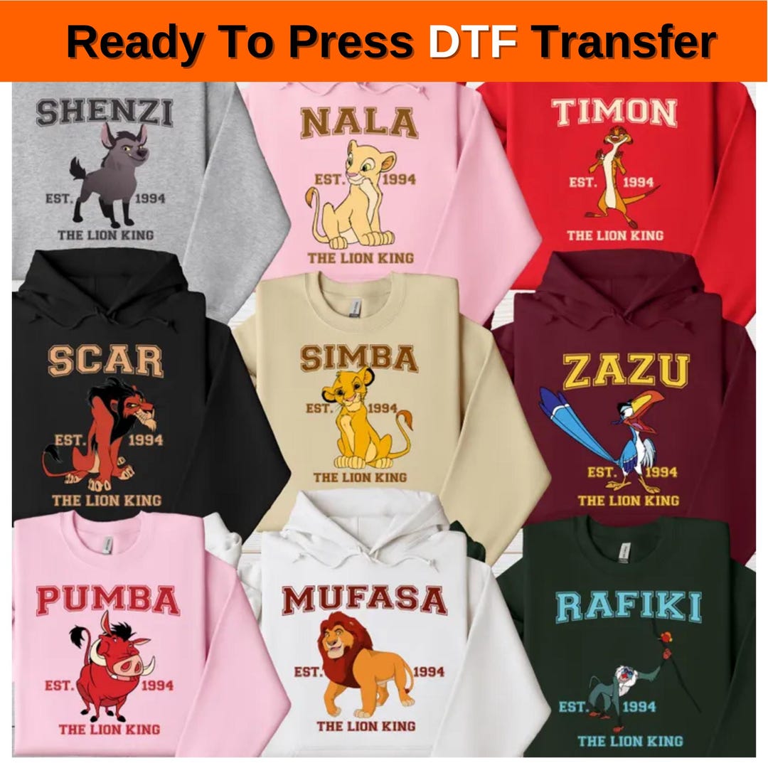 The Lion King Character Dtf Print - Simba and Nala Matching Shirt, Disney Animal Kingdom Shirt ...
