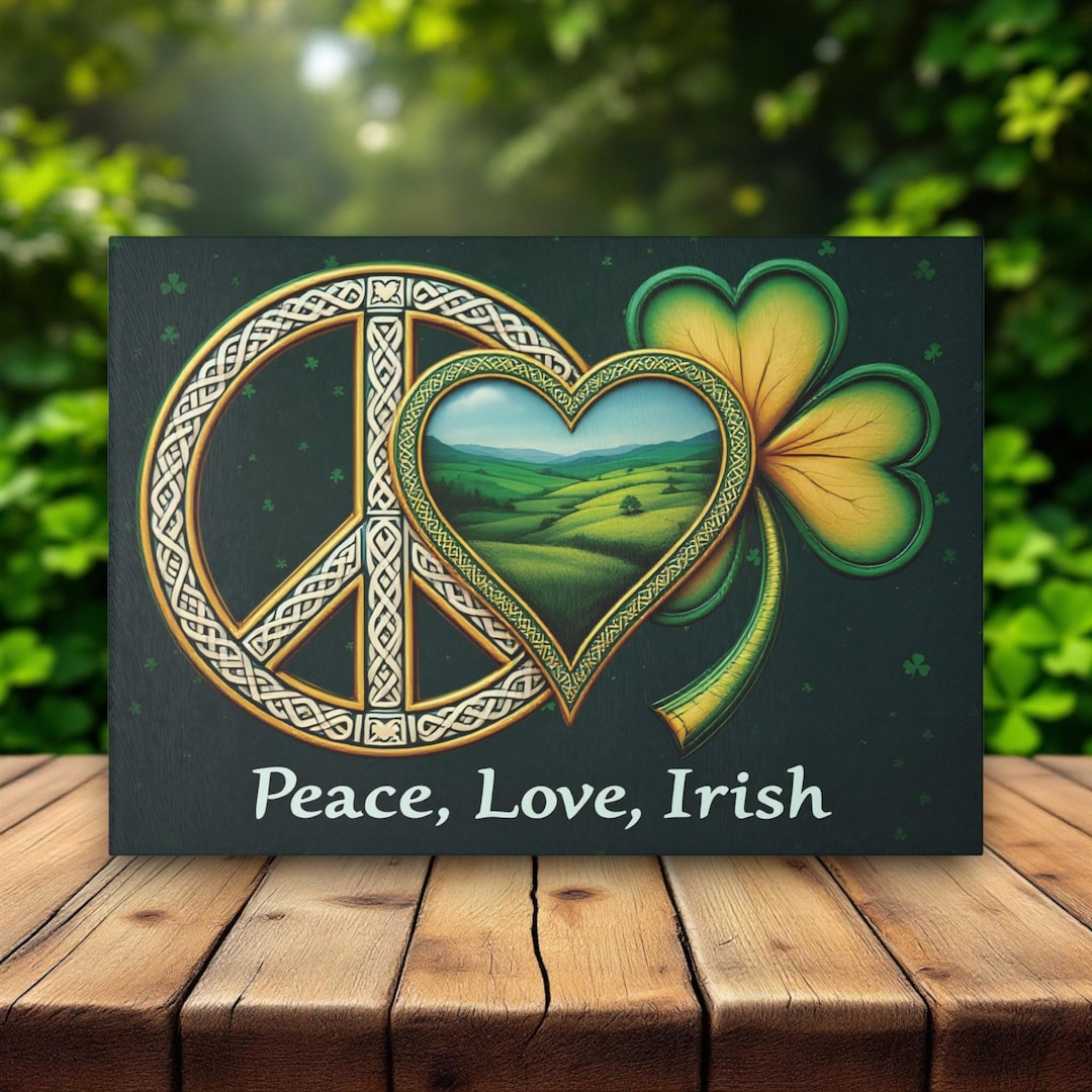 Irish Cutting Board, Celtic Peace Sign, Shamrock & Heart, St. Patrick's ...