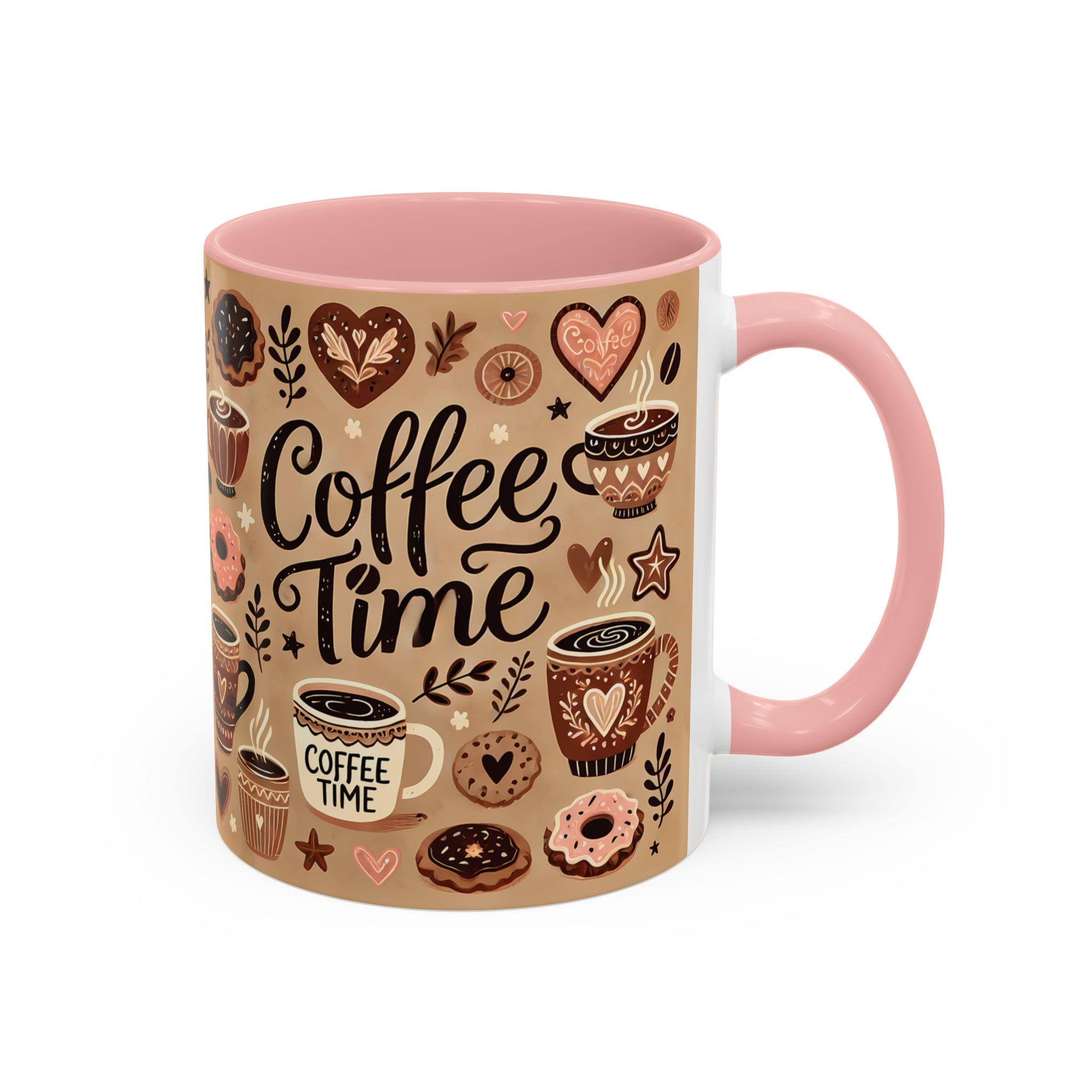 Coffee Time Accent Mug, Cute Coffee Cup, Tea Lover Gift, Coffee Themed ...