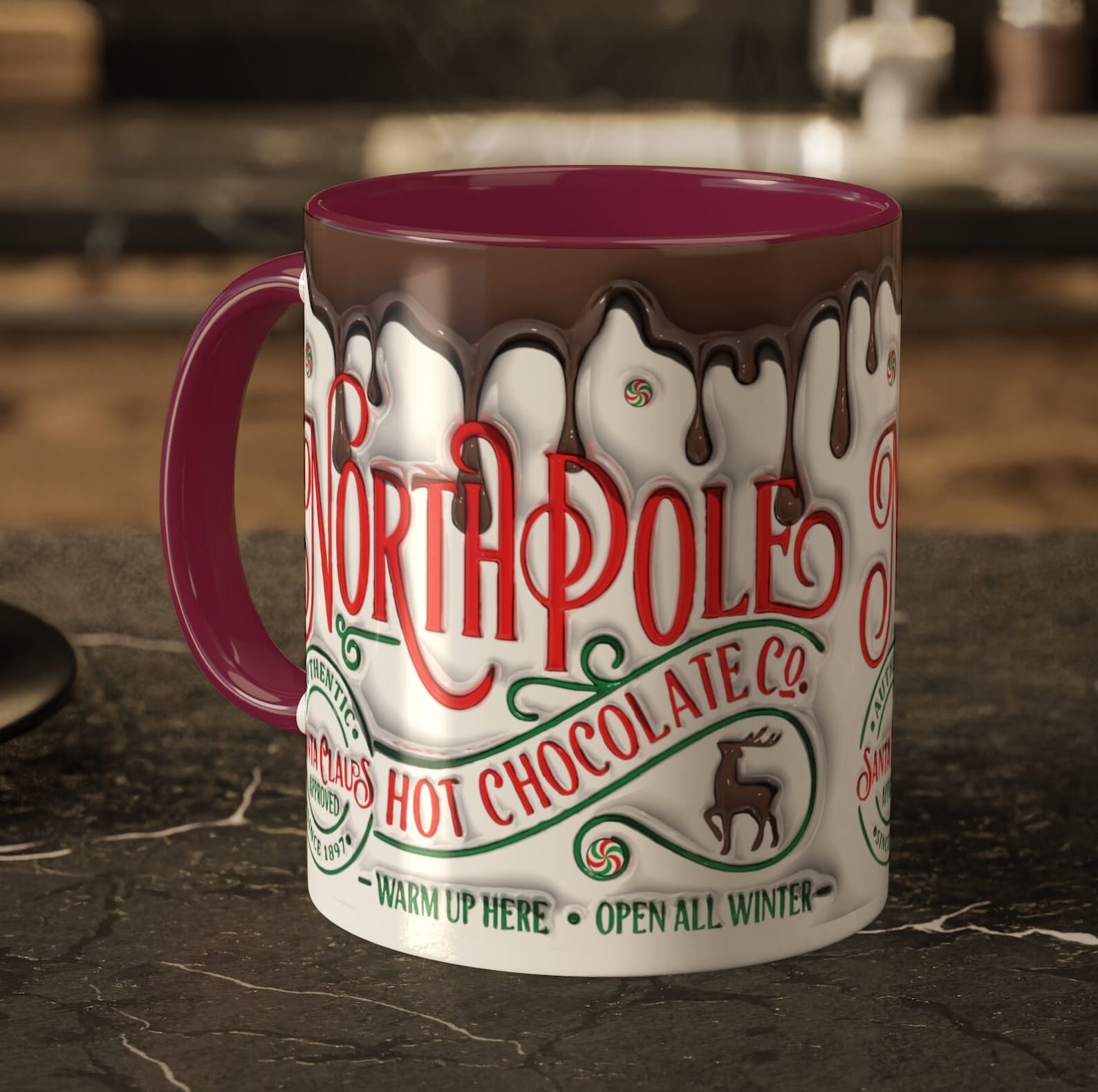 North Pole Hot Chocolate Christmas Mug (11oz), Coffee Mug, Santa Claus ...