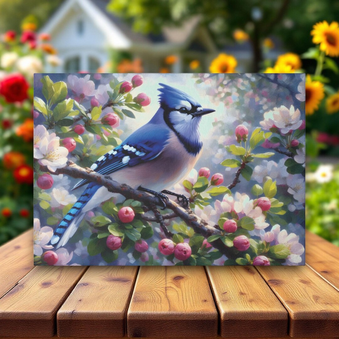 Blue Jay Cutting Board, Nature Bird Kitchen Decor, Floral Glass ...