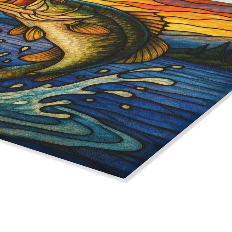 Stained Glass Bass Fish Cutting Board, Kitchen Decor, Unique Gift for ...