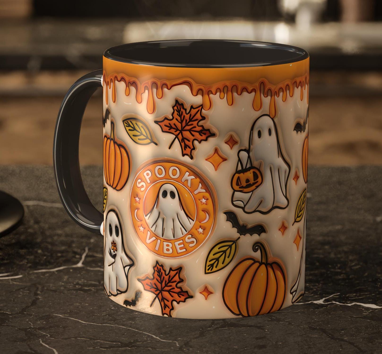 Spooky Vibes Halloween Mug 11oz, Pumpkin Mug, Ghost Halloween Mug, Fall ...