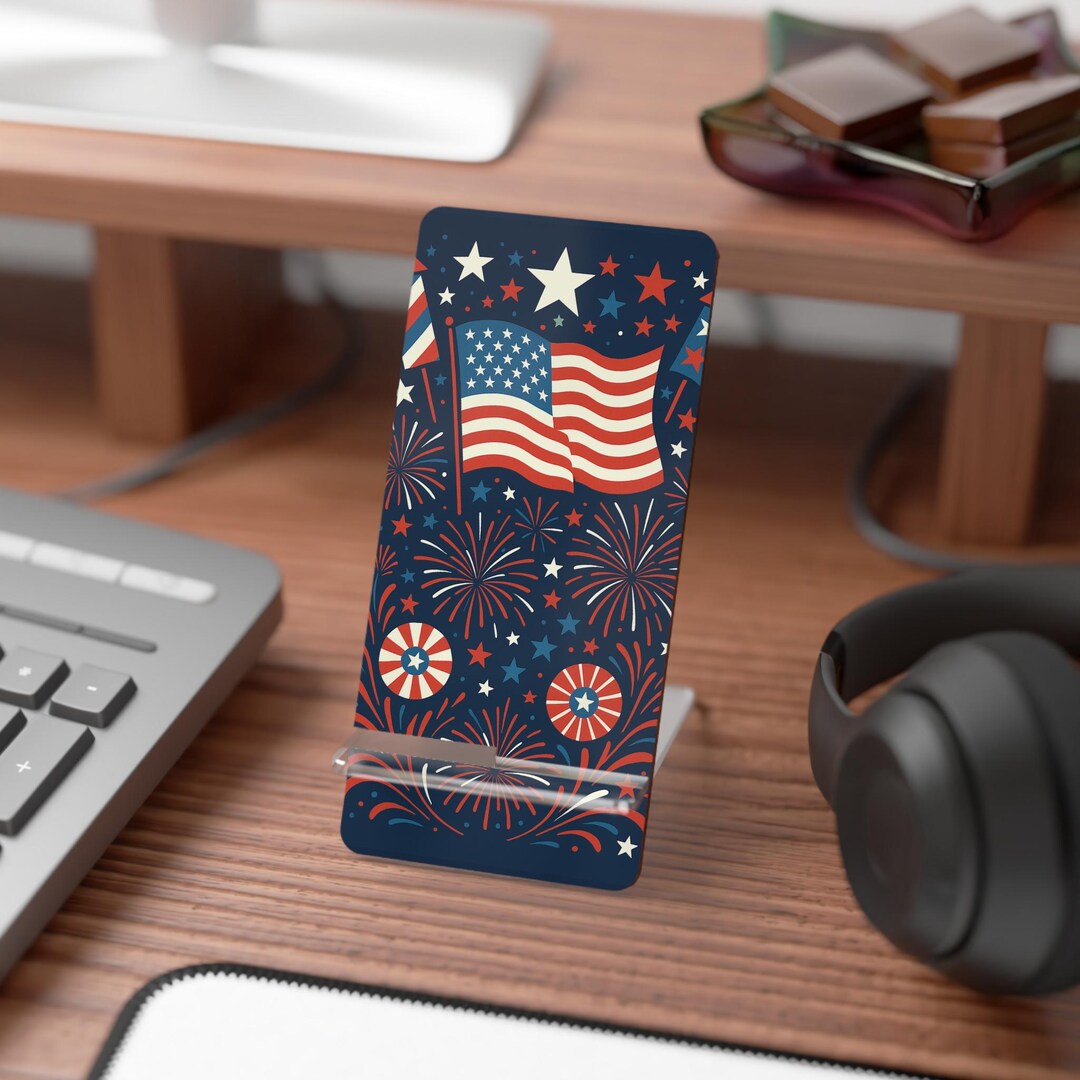 American Flag Patriotic Smartphone Stand, Fourth of July, Desk ...