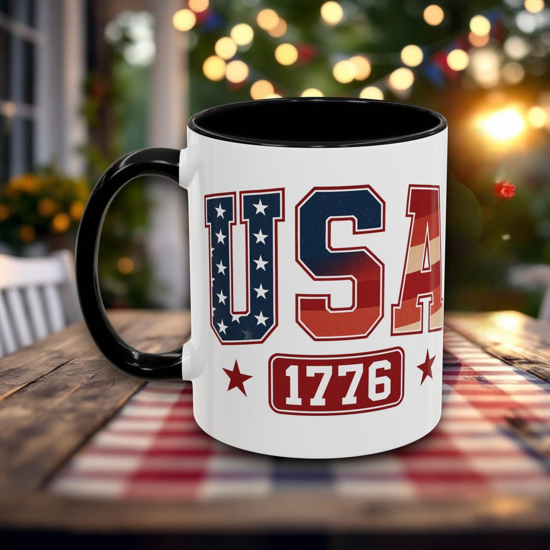 Patriotic USA Coffee Mug , Celebrate Independence Day, American Pride ...