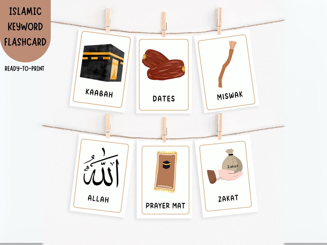 Islamic Keyword Flashcard for Kids Printable Islamic Flashcards for ...