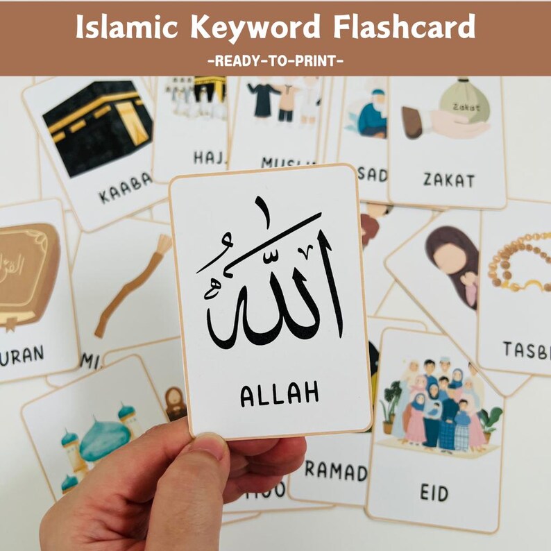 Islamic Keyword Flashcard for Kids | Islamic Learning Cards for ...