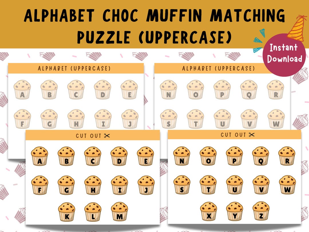 Alphabet Uppercase Choc Muffin Matching Puzzle - Fun Printable ABC Game ...